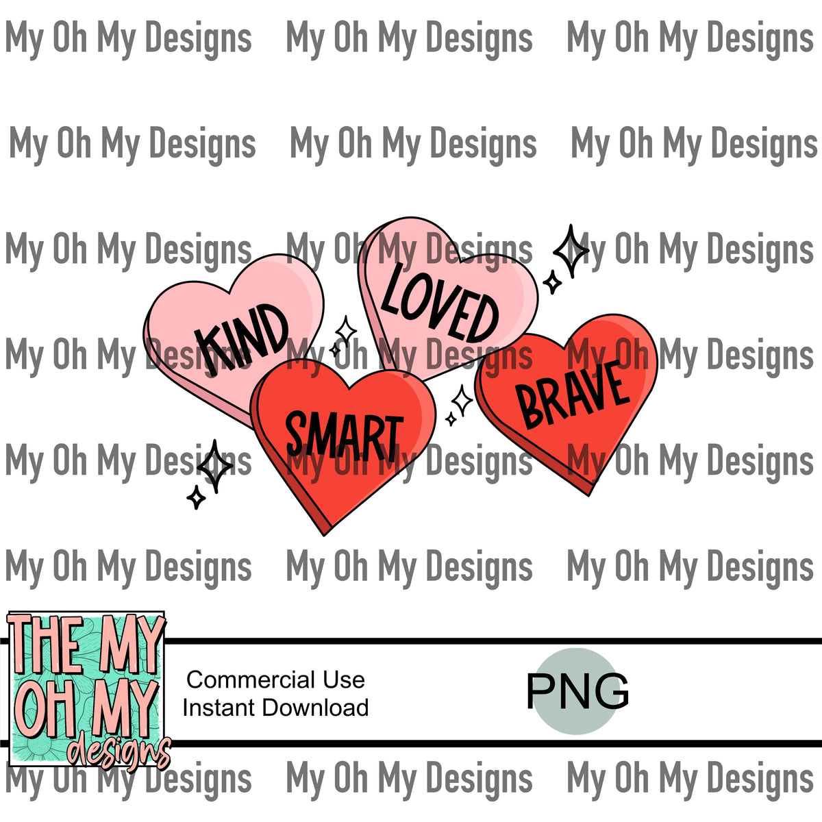 Affirmations candy hearts, Valentines Day - PNG File – Kay Michelle Art