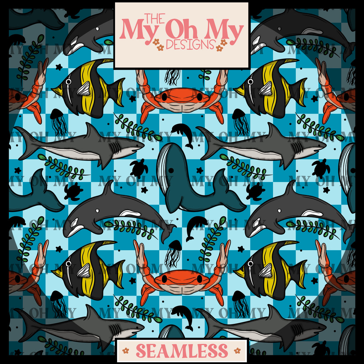 Ocean animals, sea creatures - Seamless File – Kay Michelle Art