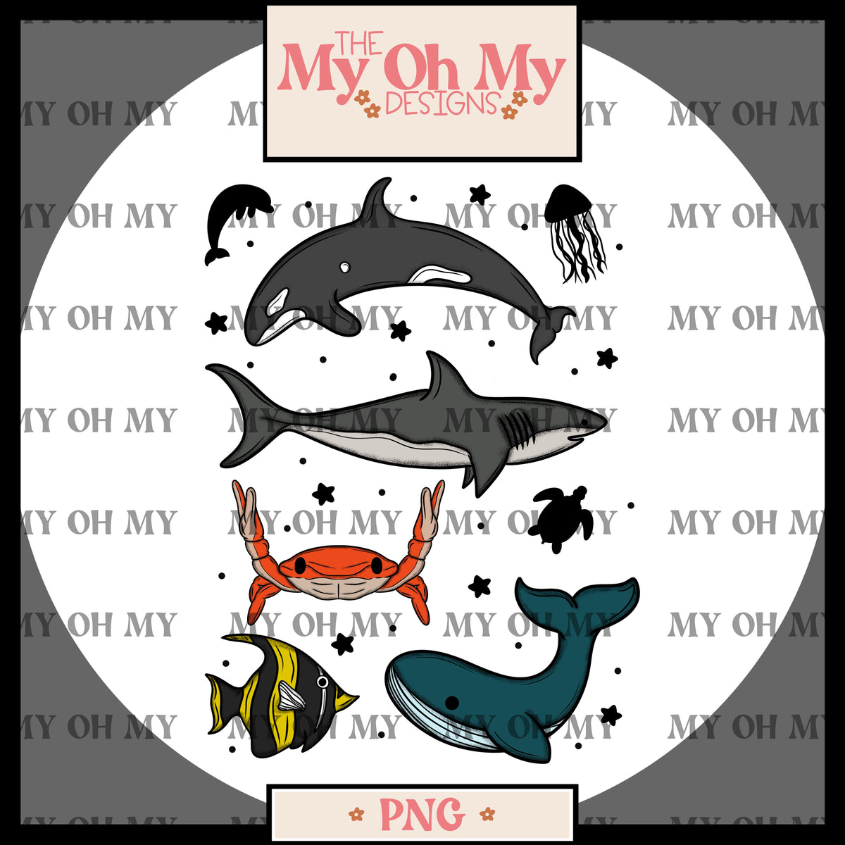 Ocean animals, sea creatures - PNG File – Kay Michelle Art