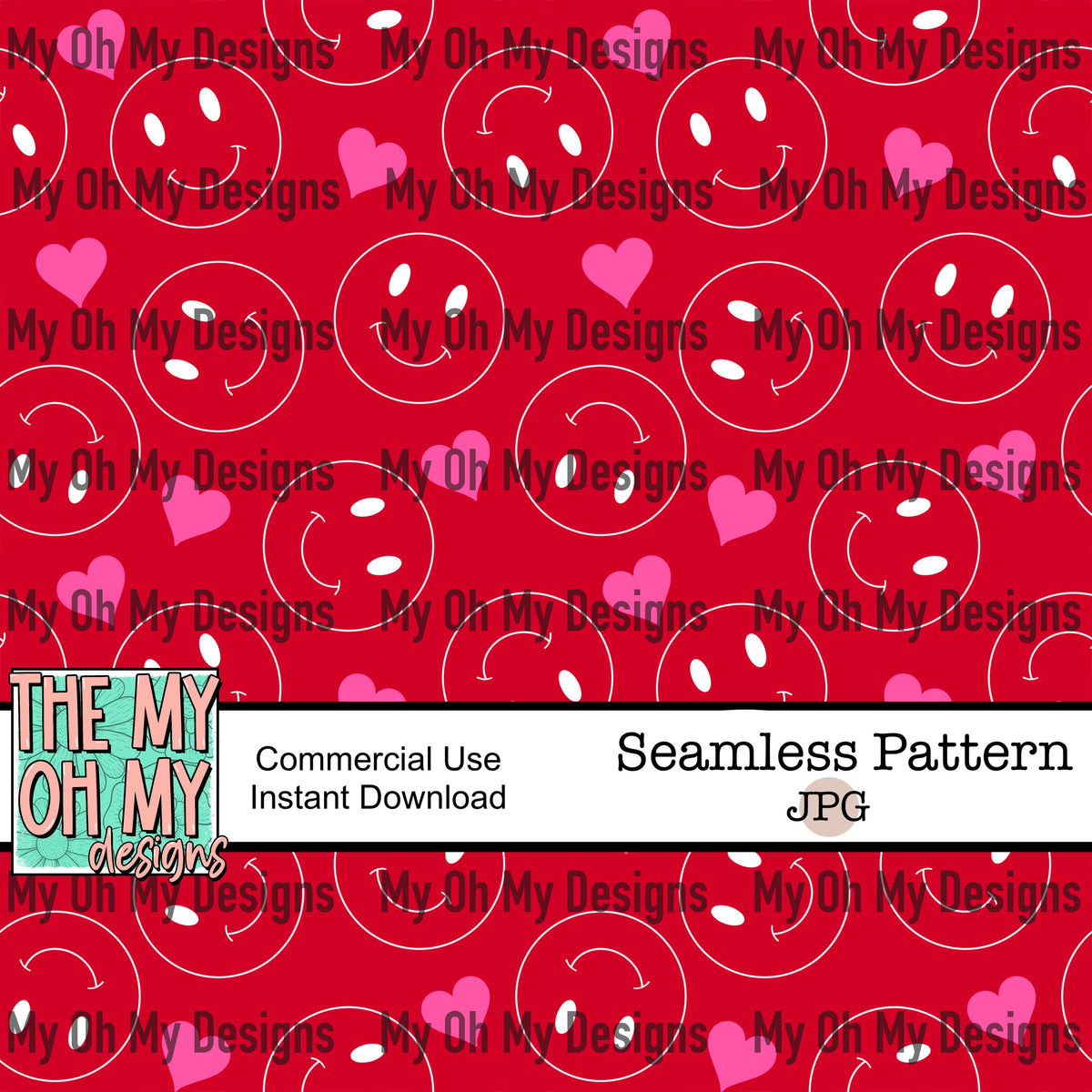 Smile, hearts, Valentines Day - Seamless File – Kay Michelle Art