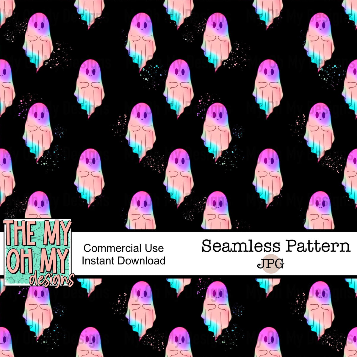 Colorful ghosts - Seamless File – Kay Michelle Art