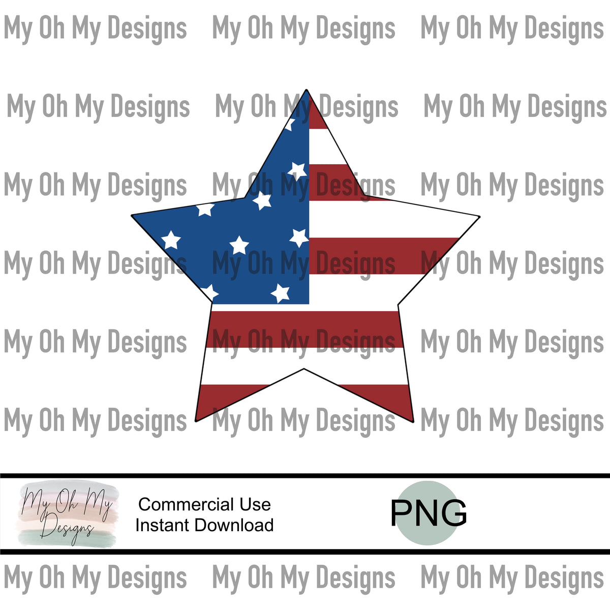 Stars and Stripes, Star - PNG file – Kay Michelle Art