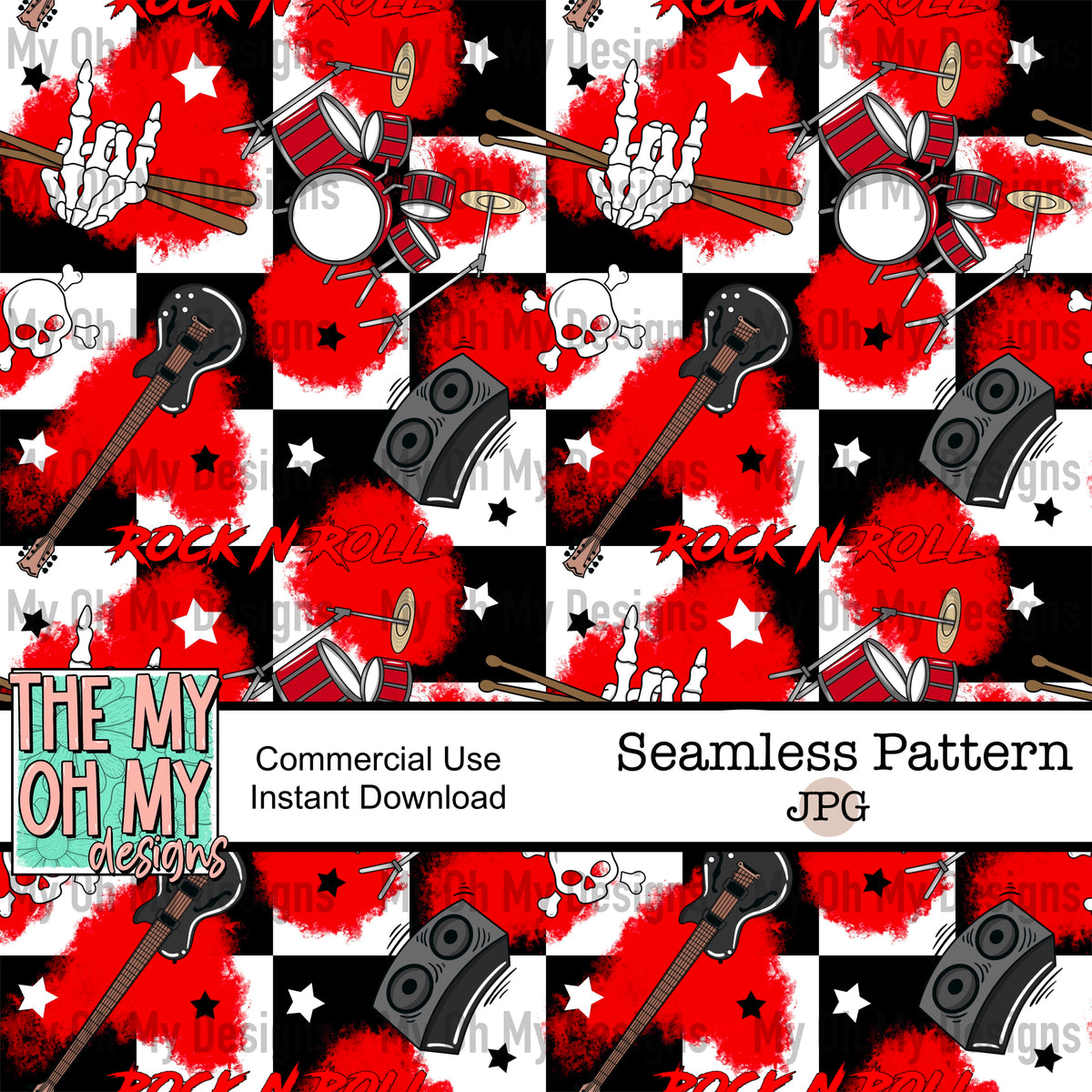 Rock N Roll - Seamless File – Kay Michelle Art