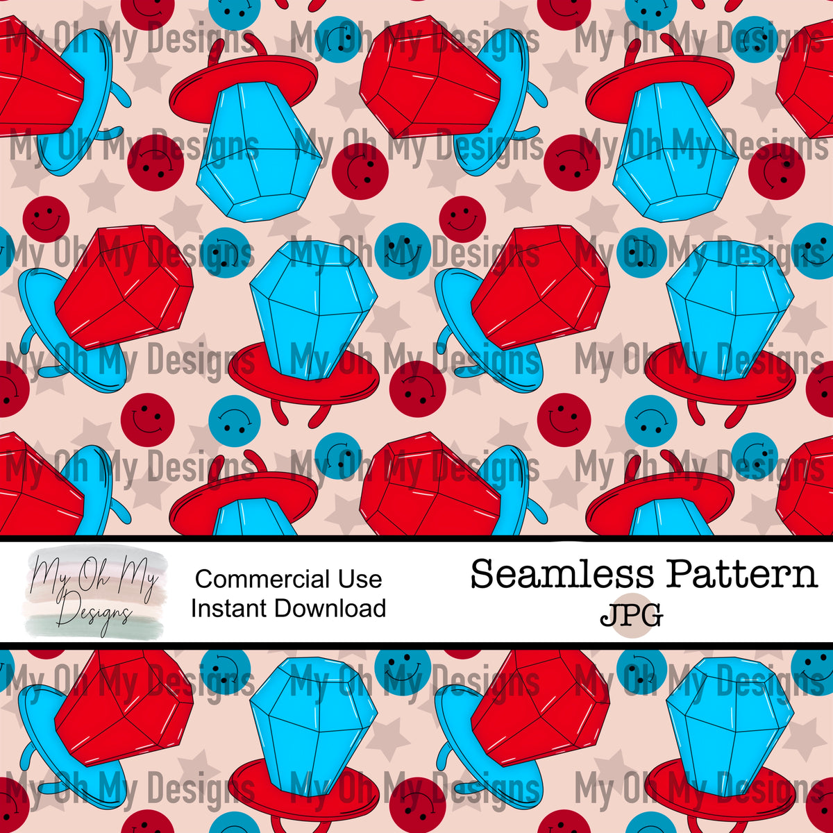 Suckers and Smile Face - Seamless File – Kay Michelle Art